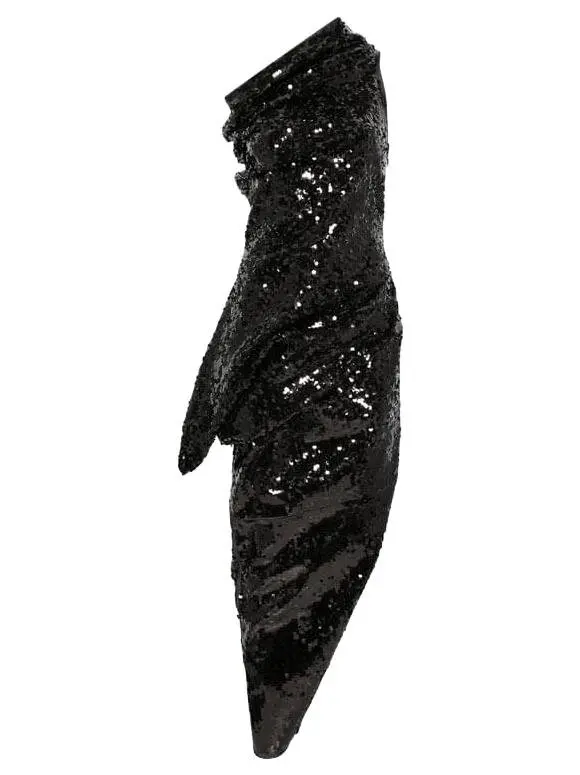 Rick Owens Sequin Embellished One-shoulder Evening Dress - Black