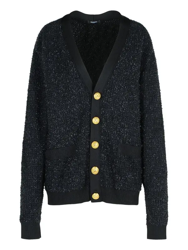 Balmain Cotton Blend Cardigan - Black