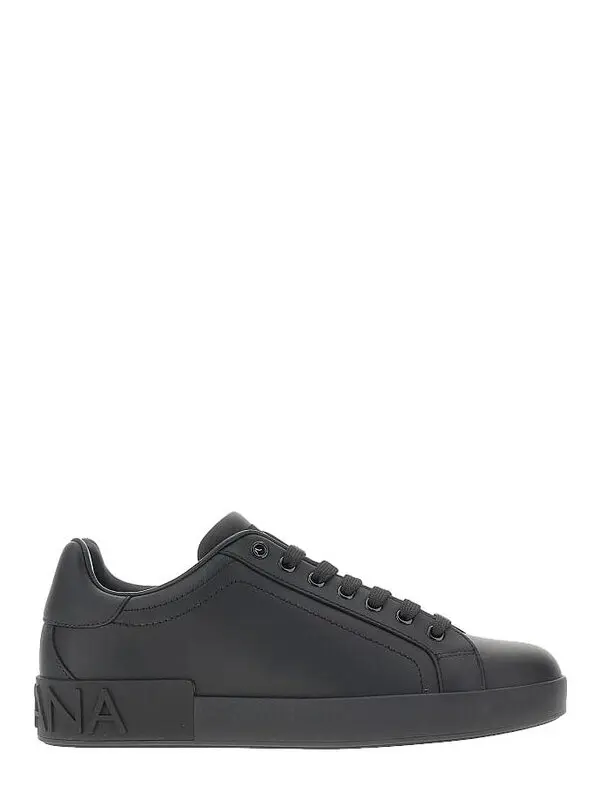 Dolce & Gabbana Portofino Leather Sneakers - Black
