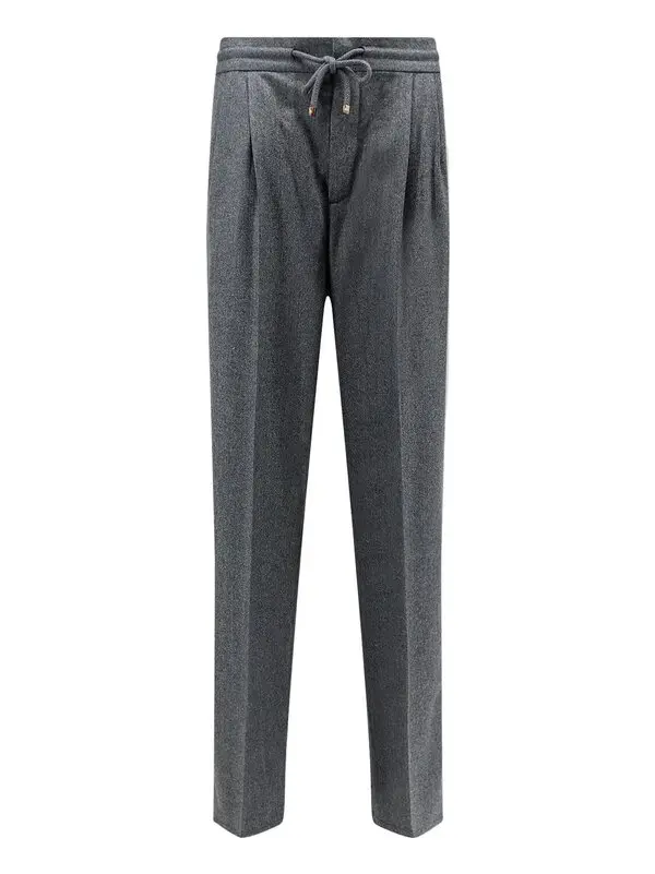 Brunello Cucinelli Virgin Wool Trousers With Adjustable Drawstring - Multicolor