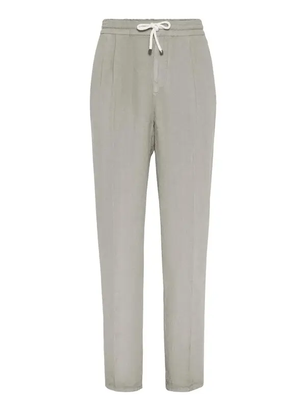 Brunello Cucinelli Tapered Trousers With Drawstring - Brown