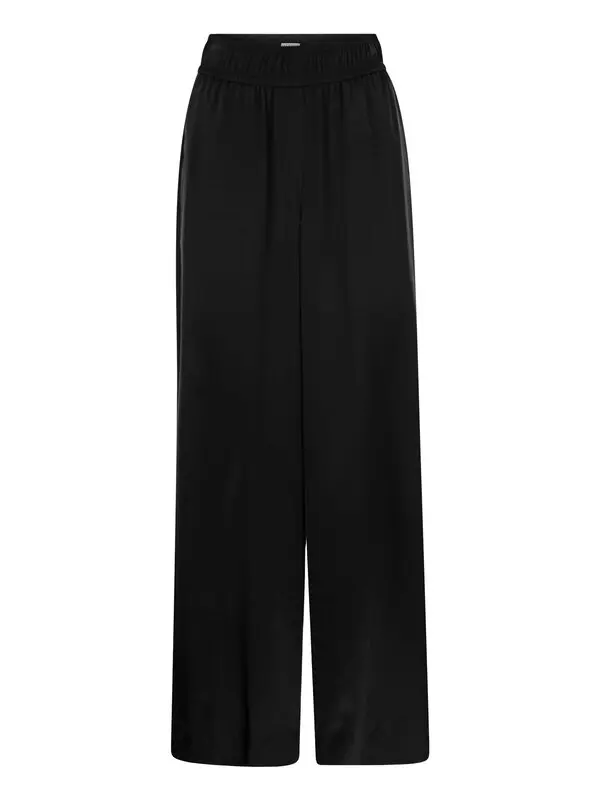 Brunello Cucinelli Track Trousers In Stretch Silk Satin - Black