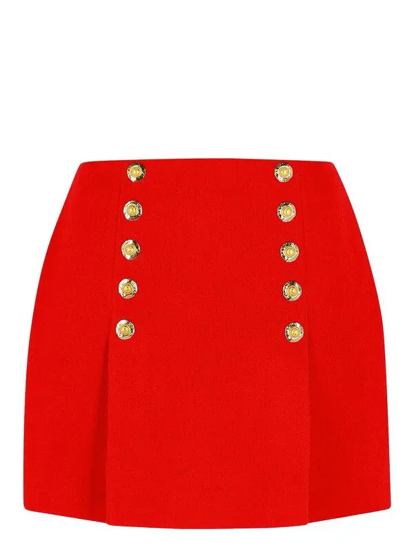 Balmain Virgin Wool Short Skirt - Red