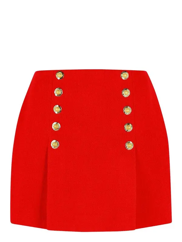 Balmain Virgin Wool Short Skirt - Red