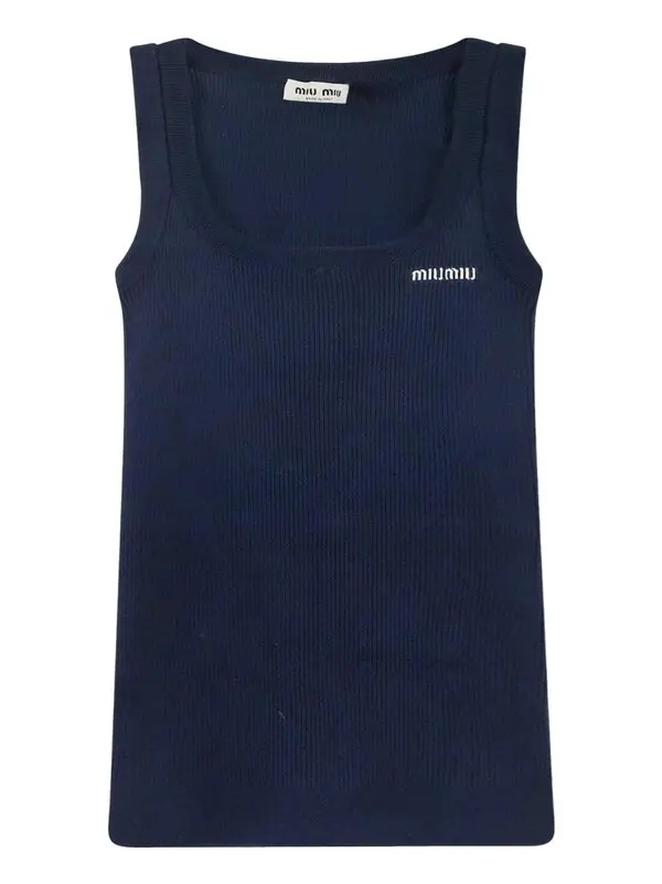 Miu Miu Ribbed Cotton Tank Top - Multicolor