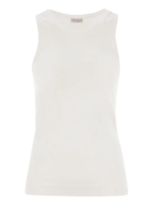 Brunello Cucinelli Ribbed Jersey Top - White