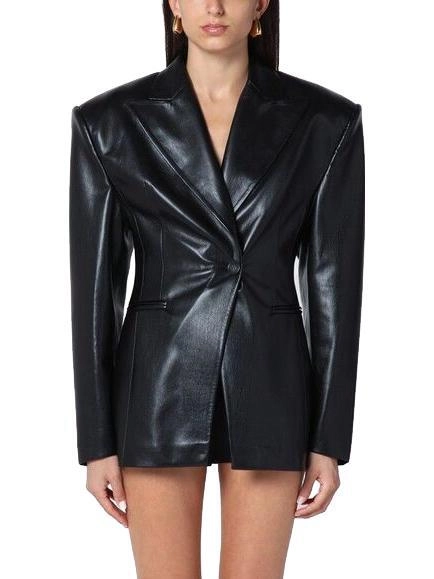Andamane Polyester Leatherette Jacket - Black