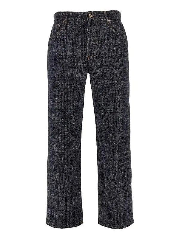 Burberry Check Denim Loose Fit Jeans - Blue