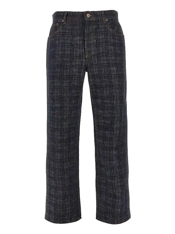 Burberry Check Denim Loose Fit Jeans - Blue