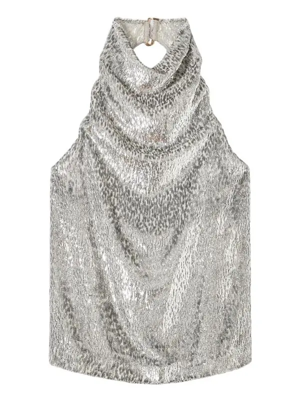 Stella McCartney Metallic Velvet Halterneck Top - Silver