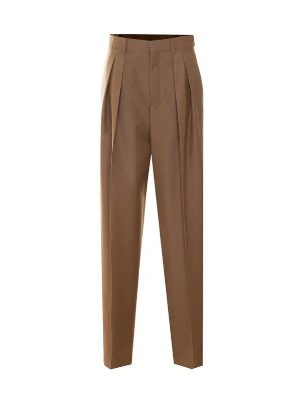 Saint Laurent Wool And Mohair Wide Pants - Brown