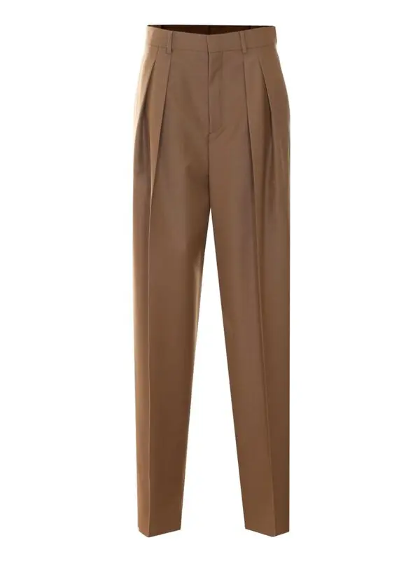 Saint Laurent Wool And Mohair Wide Pants - Brown