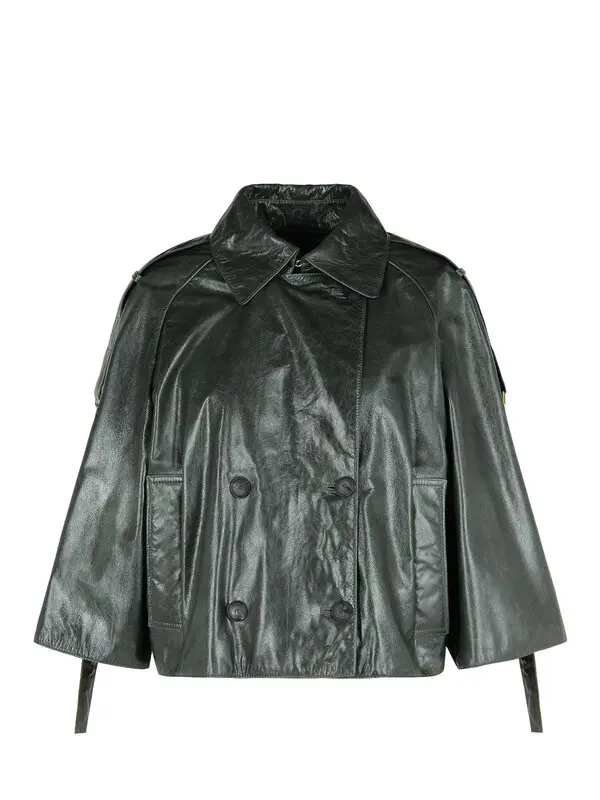 Max Mara Tenace' Grey Leather Jacket - Gray