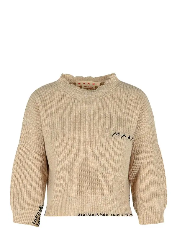 Marni Virgin Wool Mending Embroidered Sweater - Cream