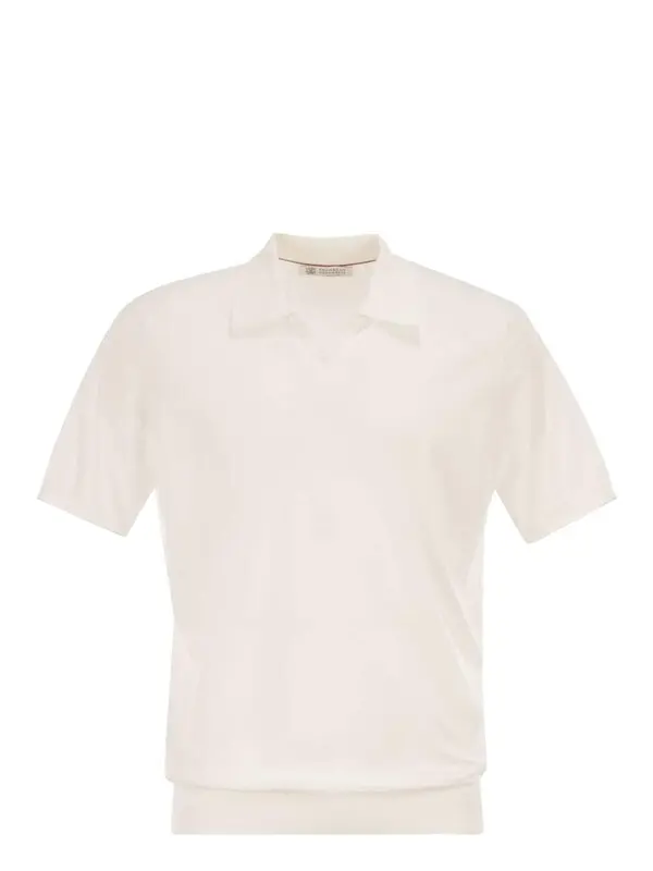 Brunello Cucinelli Cotton Polo Style Sweater - White