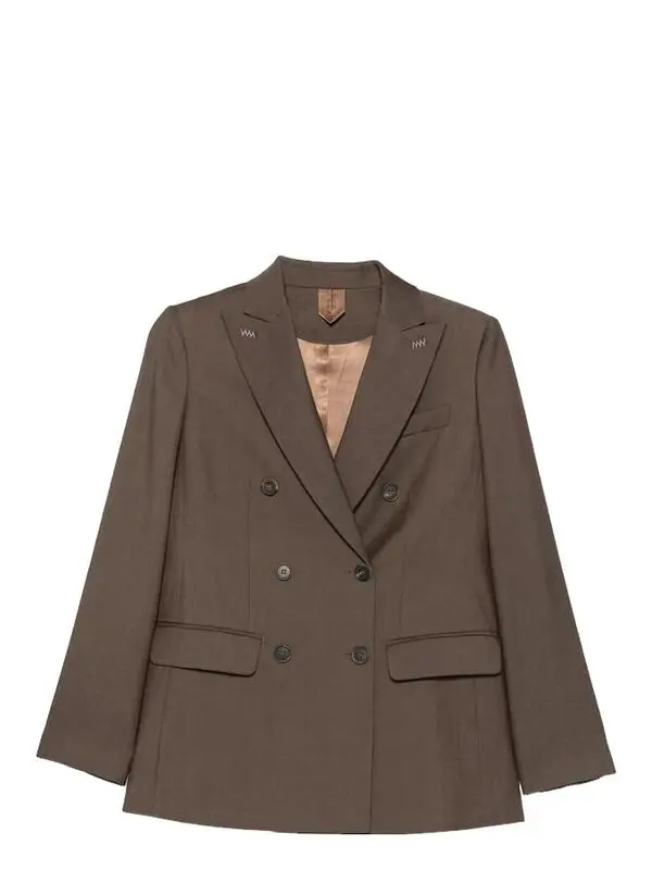 Max Mara Virgin Wool Peak Lapel Double-breasted Jacket - Brown