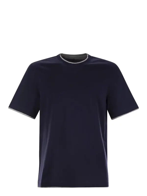 Brunello Cucinelli Slim Fit Crew-neck T-shirt In Lightweight Cotton Jersey - Blue