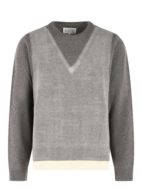 MAISON MARGIELA Virgin Wool Fused Effect Sweater - Cream
