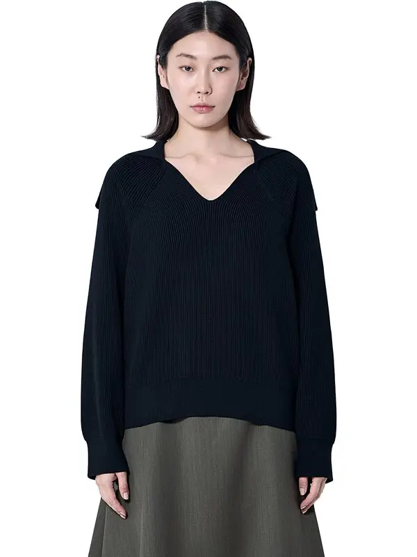 Bottega Veneta Cotton Ribbed Sweater - Black