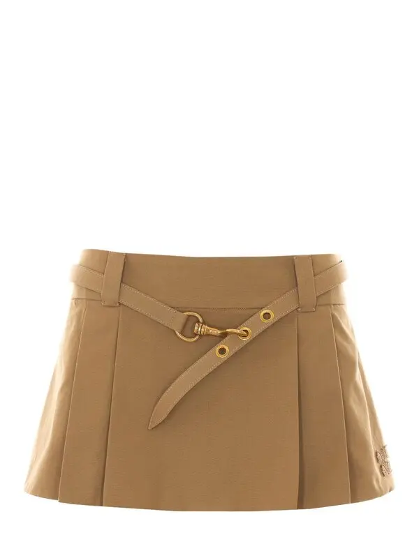 Miu Miu Mini Logo Pleated Skirt - Cream