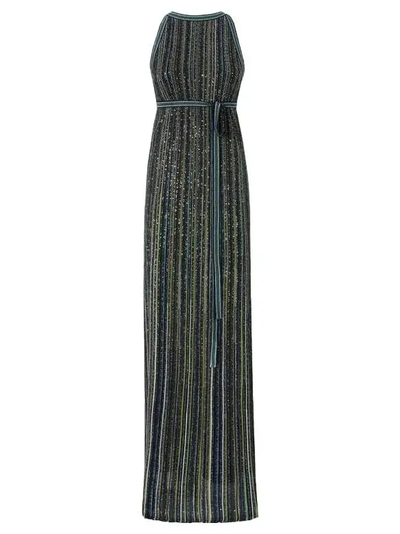 Missoni Striped Sequined Evening Dress - Green