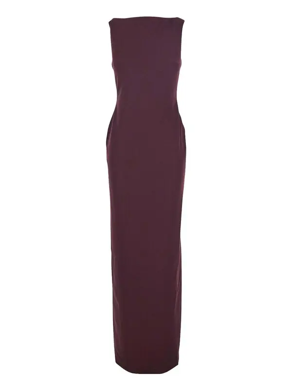 Solace London Bordeaux Long Dress With Square Neckline And Cut Out On The Back In Fabric - Multicolor