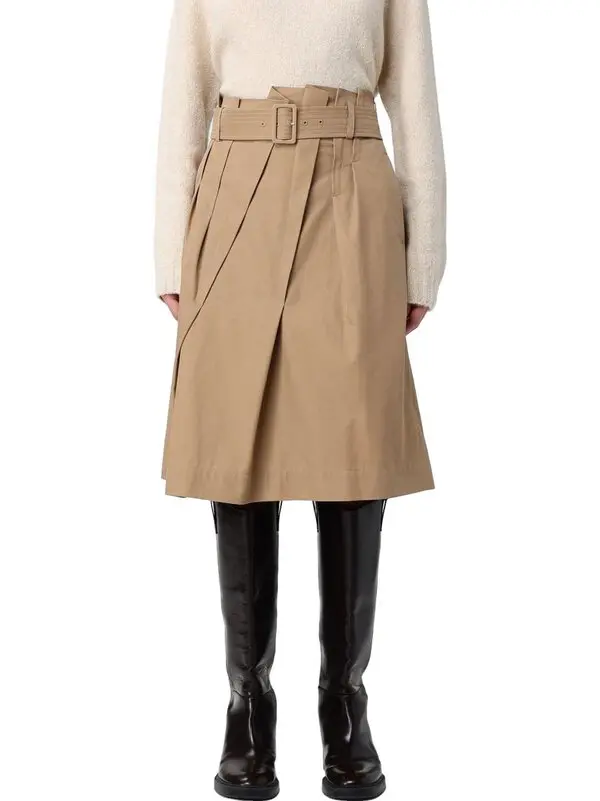 Max Mara Belted Midi Skirt - Brown