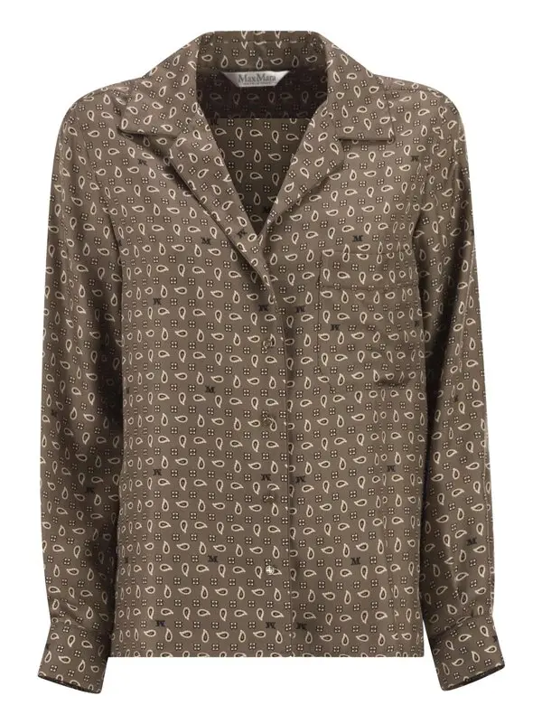 Max Mara Printed Silk Twill Shirt - Brown