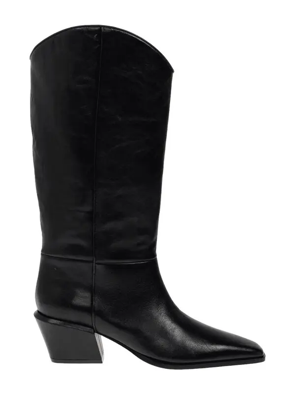Paris Texas Bettina Leather Pointed Toe Boots 50mm - Black