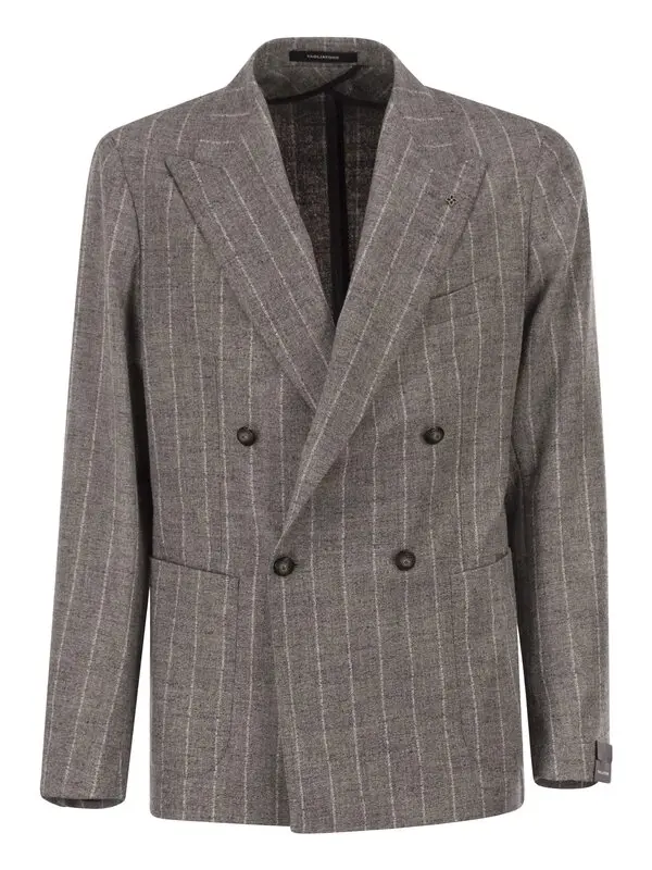 Tagliatore Double-breasted Alpaca And Linen Jacket - Gray