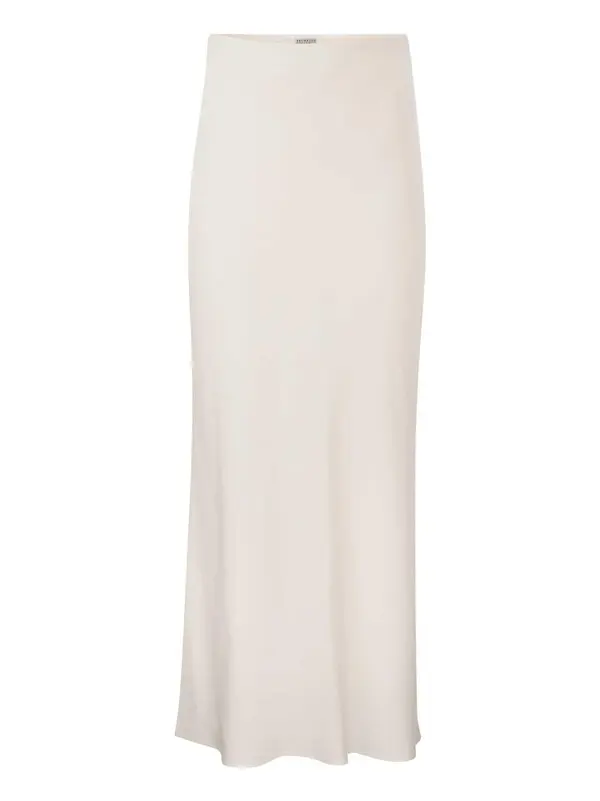 Brunello Cucinelli Viscose And Linen Long Pencil Skirt - Cream