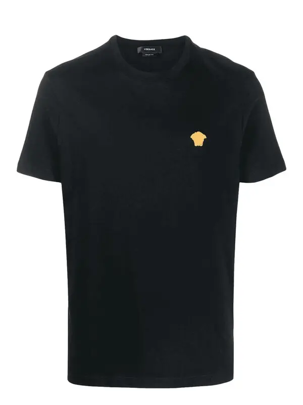 Versace T-shirt With Medusa Embroidery - Black