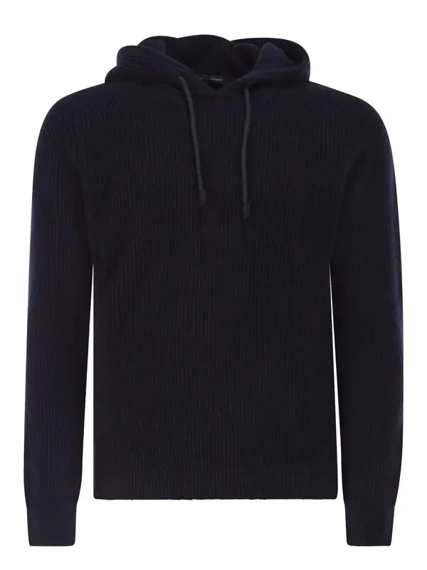 Tagliatore Hunter Ribbed Jumper With Hood - Blue