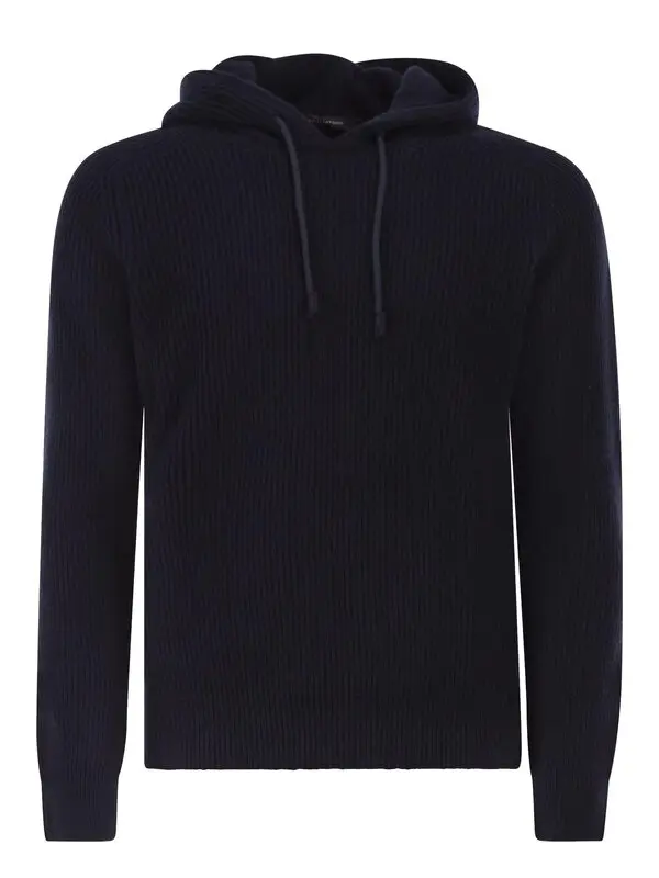 Tagliatore Ribbed Hooded Jumper - Blue