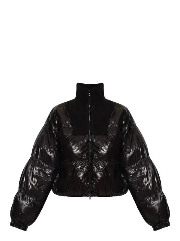 DIESEL® High Neck Glossy Finish Puffer Jacket - Black