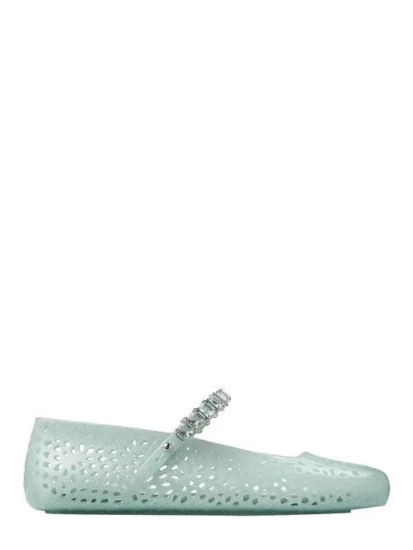 JIMMY CHOO Crystal Embellished Jelly Flats - Green