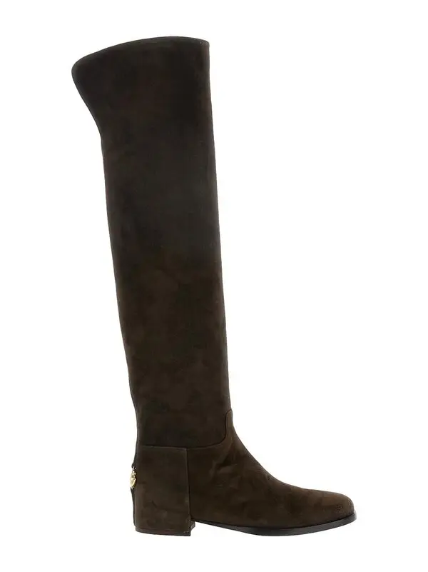 Dolce & Gabbana Suede Logo Plaque Boots - Multicolor