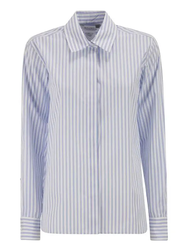 Max Mara Striped Poplin Shirt - Blue