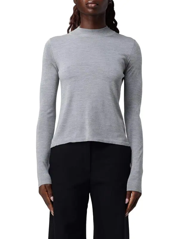 Max Mara Silk Long Sleeve Fine Knit Sweater - Gray