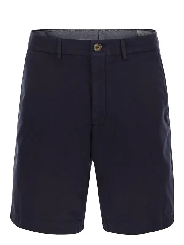 Brunello Cucinelli Cotton Gabardine Bermuda Shorts - Blue