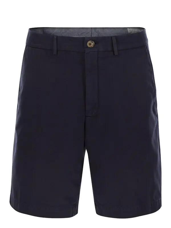 Brunello Cucinelli Cotton Gabardine Bermuda Shorts - Blue