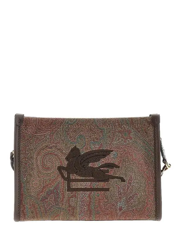 Etro Paisley Pouch With Pegaso Patch - Brown