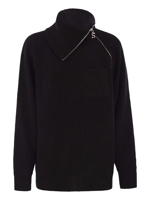 Sportmax Salpa Cashmere-blend Sweater With Zip - Black