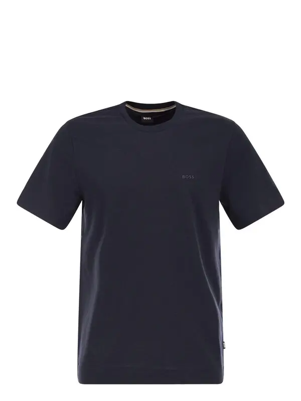 BOSS Cotton Jersey T-shirt With Logo - Blue