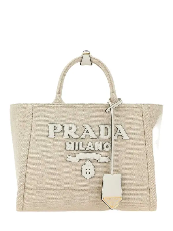 Prada Canvas Shopping Bag - Brown