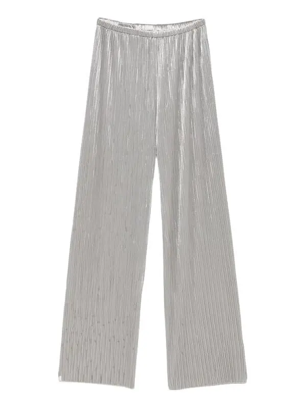 FORTE_FORTE Metallic Plissé Palazzo Pants - Gray