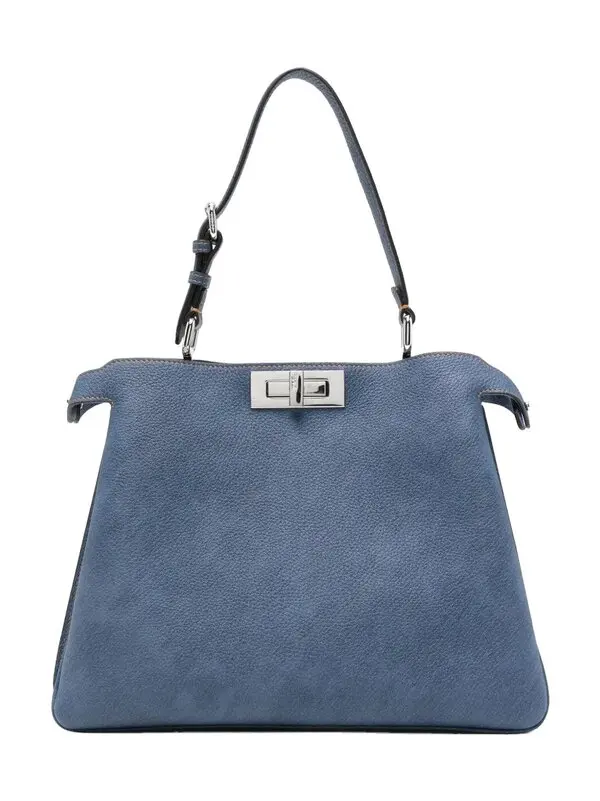 Fendi Calf Leather Peekaboo Soft Bag - Blue