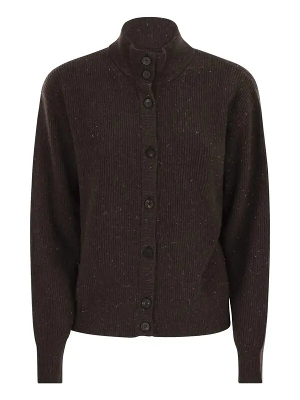 Peserico Cardigan With Buttons In Wool, Silk And Cashmere - Brown