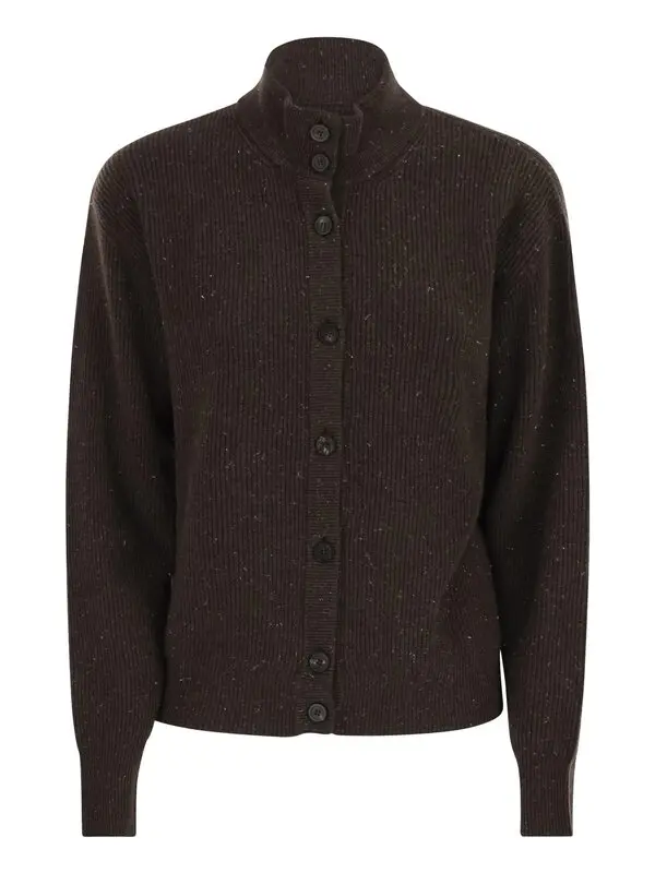 Peserico Wool, Silk, And Cashmere Button-up Cardigan - Brown