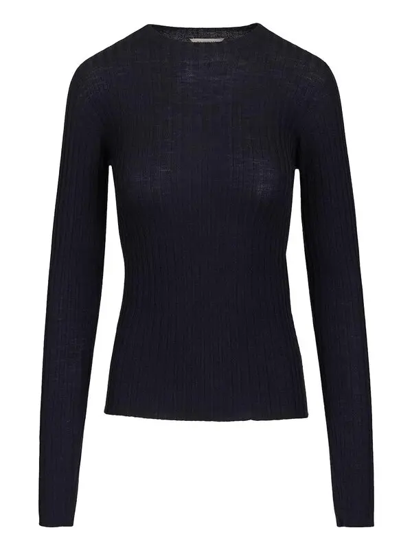 Balenciaga Ribbed Knit Sweater - Blue